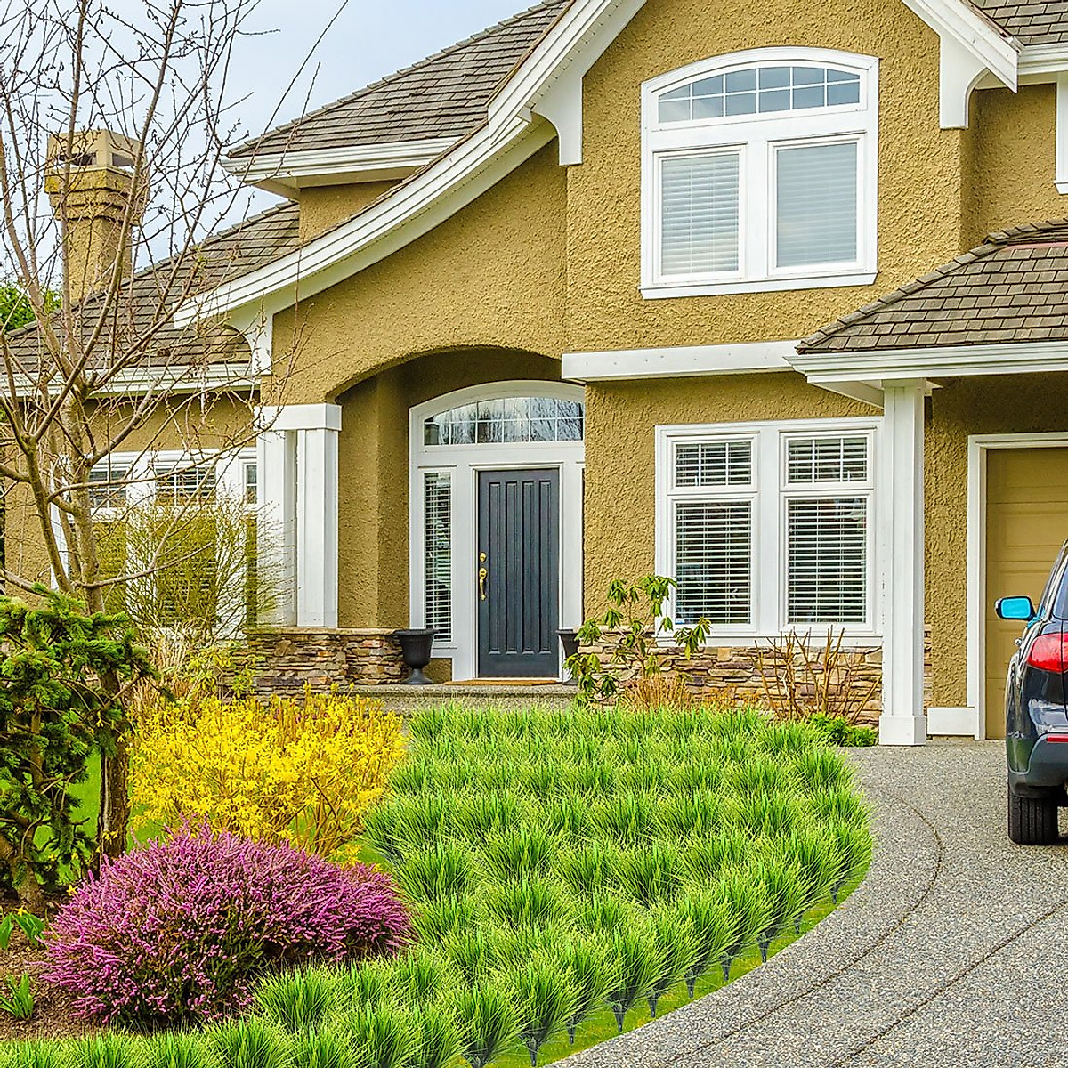 Bird Fiy Artificial Greenery Plastic Wheat Grass Fake Leaves Shrubs Greenery Bushes Indoor Outside Home Garden Office Verandah Wedding Decor / 4Pcs