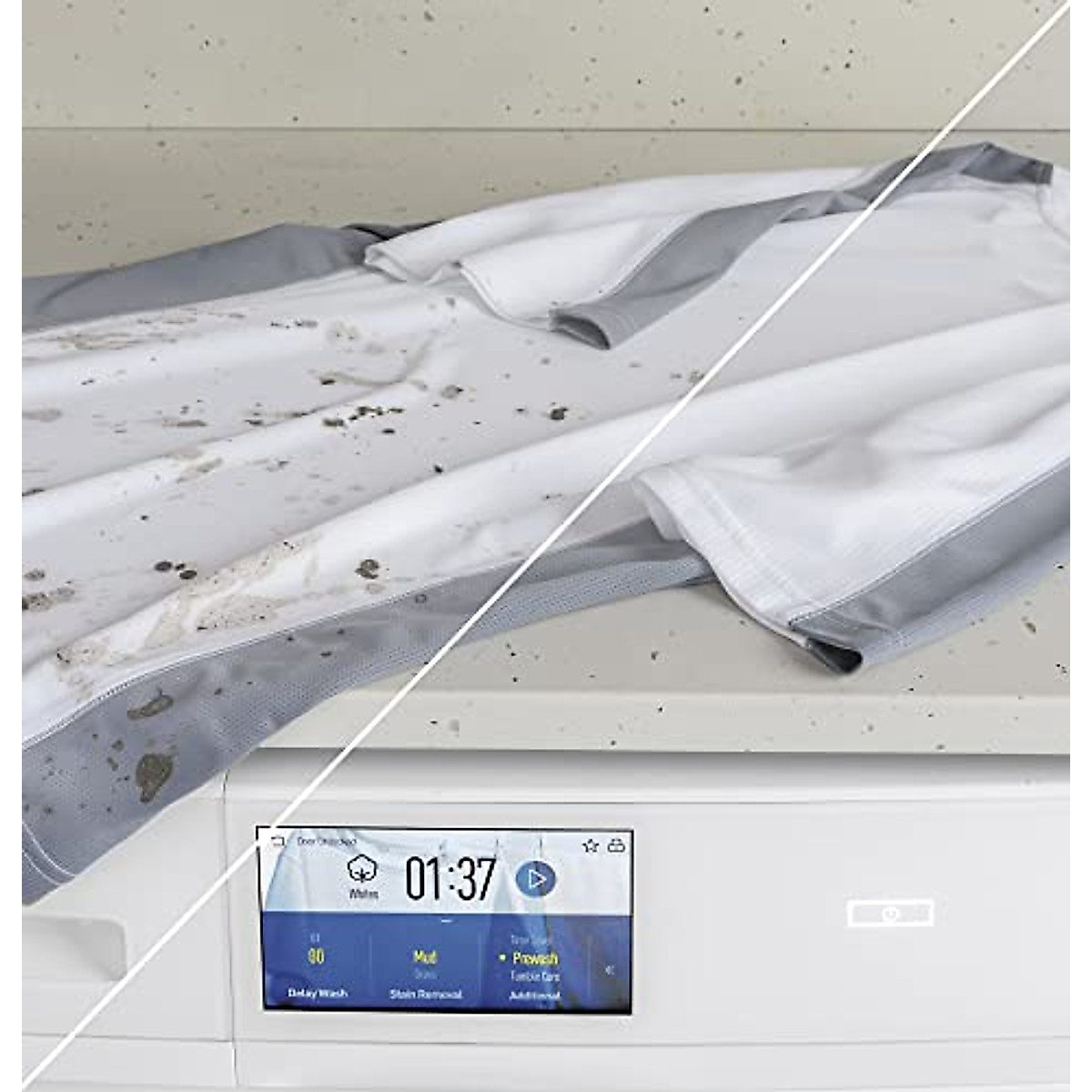 Haier QFW150SSNWW 24" Frontload Washer with 2.4 cu. ft. Capacity 16 Cycles Electronic Controls Built-in Wi-Fi Connect in White