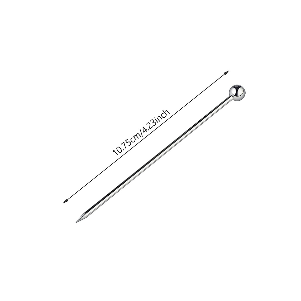 15PCS Cocktail Picks, Metal Stainless Steel Cocktail Toothpicks, Reusable Cocktail Skewers, Garnish Picks Bloody Mary Skewers, Metal Martini Picks for Olives Appetizers Fruit (Silver/4.3 Inches)