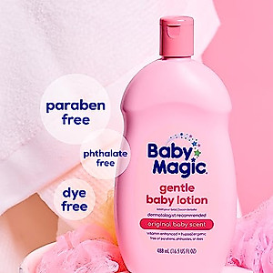 Baby Magic Gentle Baby Lotion, Vitamins & Aloe, Free of Parabens, Phthalates, Sulfates and Dyes, Camellia Oil & Marshmallow Root Original Scent, 16.5 Fl Oz