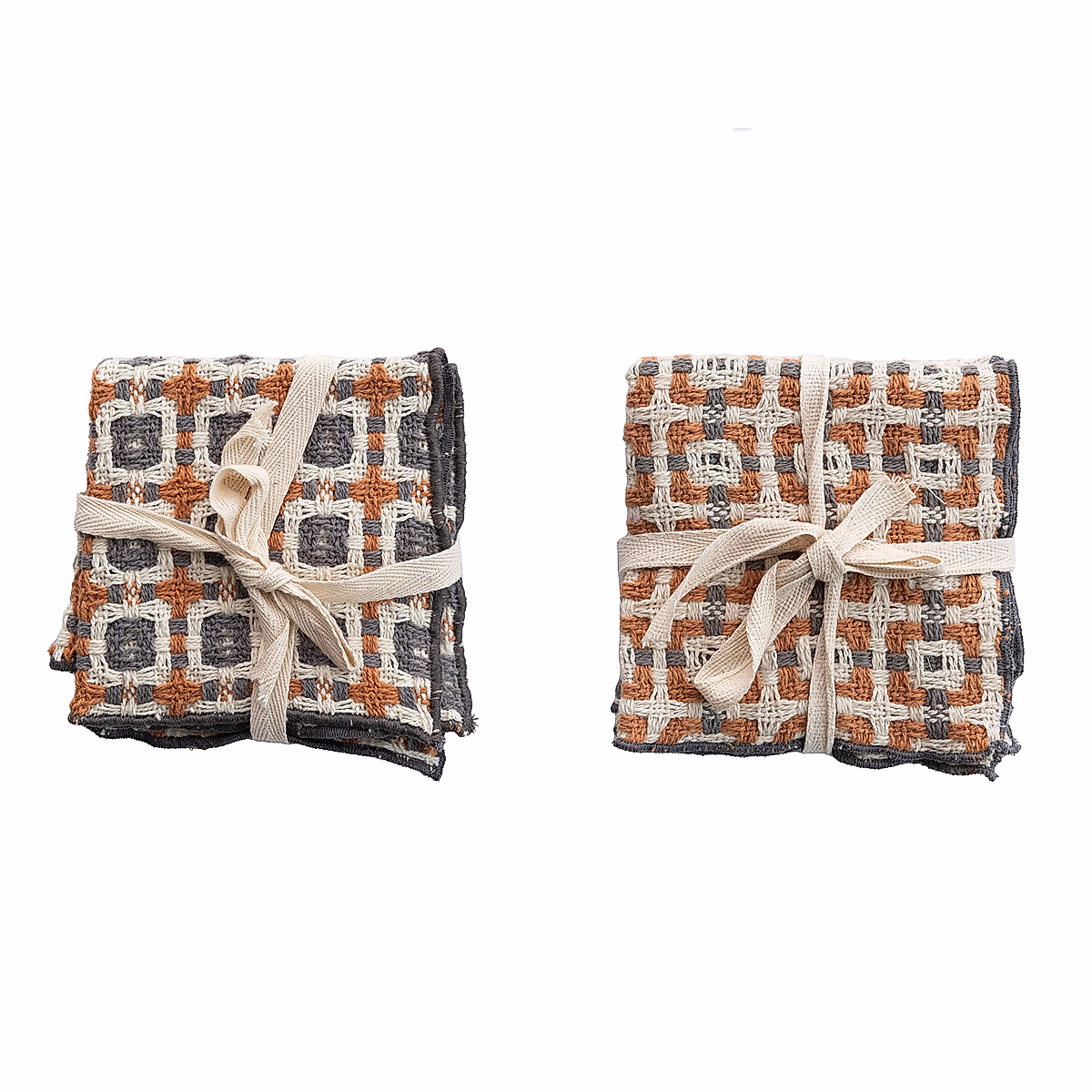 Creative Co-Op Cotton Dobby Pattern, Set of 3 Dish Cloths, Multi