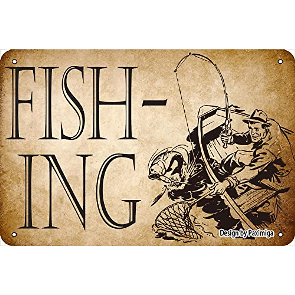 Fishing Retro Look Iron 20X30 cm Decoration Plaque Sign for Home Kitchen Bathroom Farm Garden Garage Inspirational Quotes Wall Decor