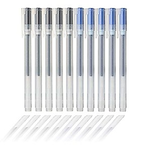 Muji Gel Ink Ballpoint Pens 0.5mm 2-color set Black-5 Pcs Blue-5Pcs