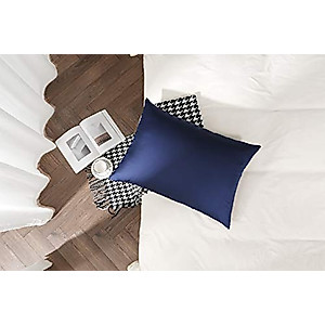 100% Mulberry Silk Pillowcase for Hair and Skin, Both Side 19 Momme Silk with Hidden Zipper,2 Pack (Navy Blue, Standard)