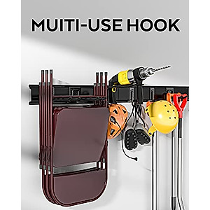 INCLY Garage Tool Storage Rack, 12 PCS Garden Yard Tool Organizer Wall Mount, 72 Inch Adjustable Heavy Duty Steel Garage Organization System with 3 Racks & 9 Wall Hooks