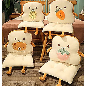 ChezMax Chair Cushion Plush Detachable Seat Back Cushion with Ties Thickened Chair Pads Toast Cartoon Waist Pillow for Outdoor Car Office Patio Bedroom Living Room Strawberry