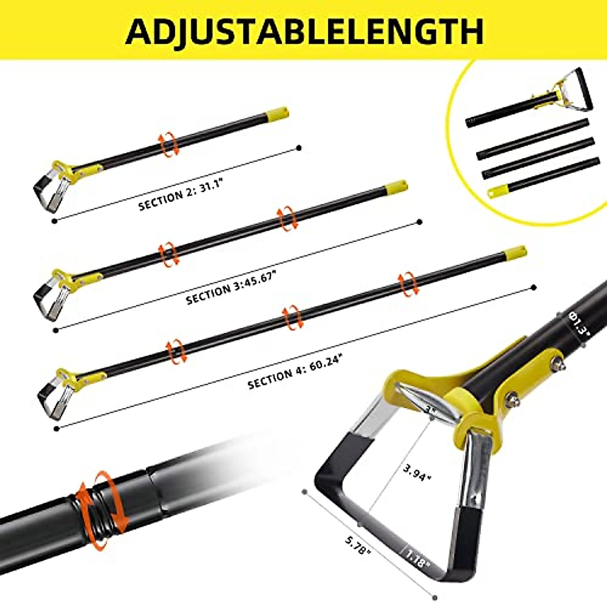 MELVTATA Garden Hoe Hoe Garden Tool Stirrup Hoes for Planting Vegetables Farm, Stainless Steel Handheld Hula Hoes -Stirrup Hoe with Adjustable Action Hoe for Weeding/Loosening Soil (30-56in)