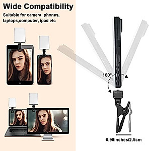 GreatLPT Cell Phone Fill Light, Clip Fill Video Light for Phone 2000Mah Rechargeable, 10-Level Brightness Adjustment, CRI 95+, 3 Light Modes Dimmable, Portable Video Conference Lighting