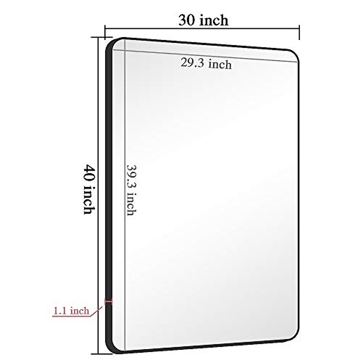 SILD Large Modern Black Aluminum Wall Mirror 30"x40" Glass Panel Vanity or Mirrors for Wall, Rectangle Hangs Horizontal or Vertical