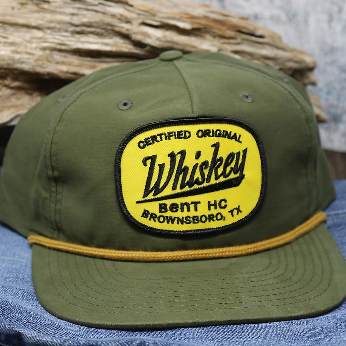 WHISKEY BENT HAT CO. Certified Original Whiskey Bent Patch Adjustable Snapback Hat (US, Alpha, One Size, One Size, Green -Sarge-)