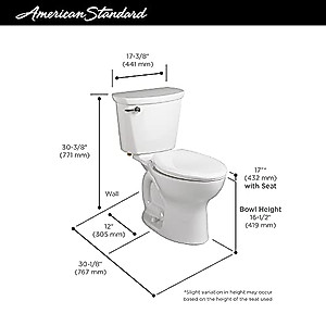 American Standard 215AA004.020 Cadet PRO Right Height Elongated 1.6 gpf 2-Piece Toilet, White