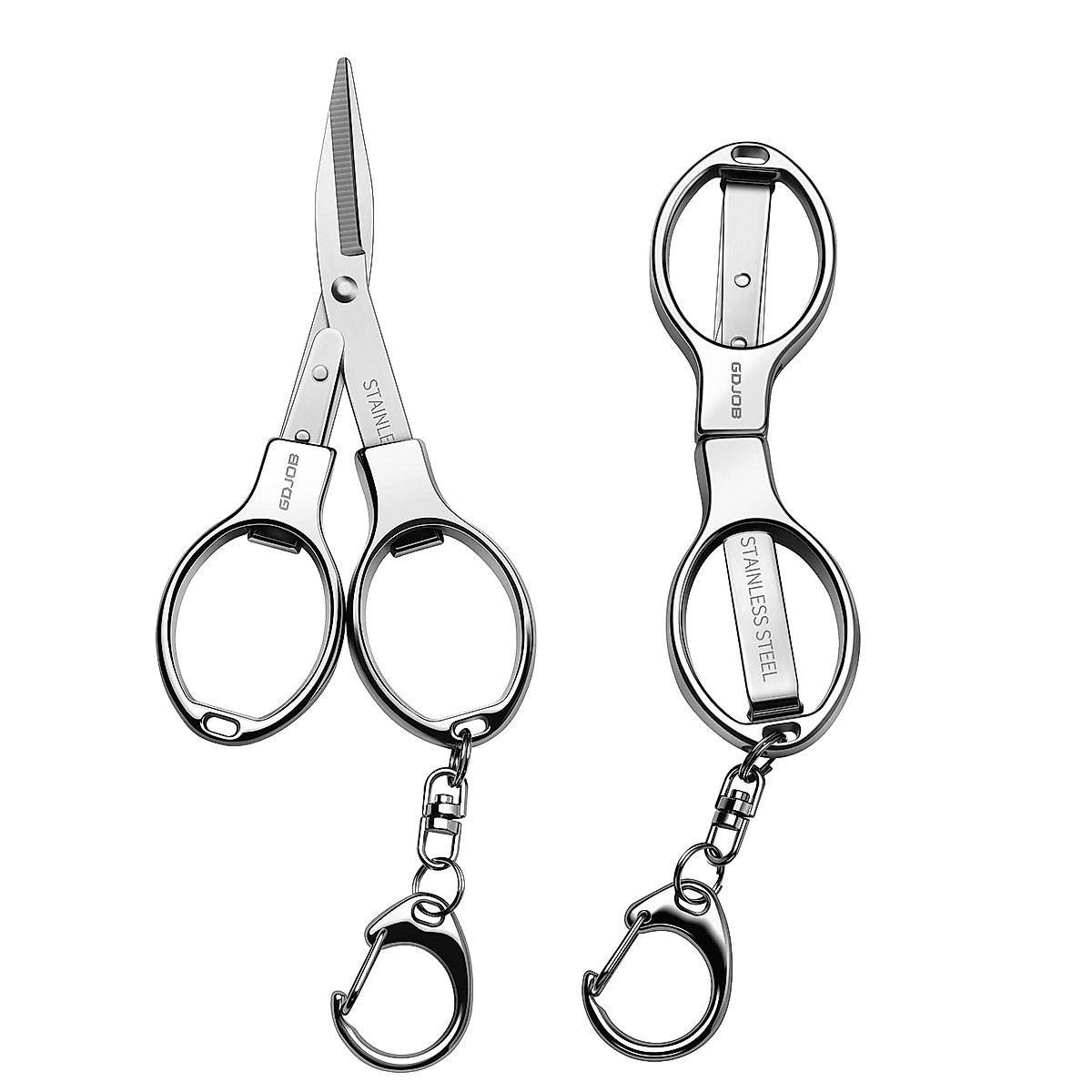 Folding Scissors, 2 PCS Secure Portable Keychain Travel Scissors, Stainless Steel Retractable Knife, Secure Portable Travel Travel Scissors for Home, Office, Fishing