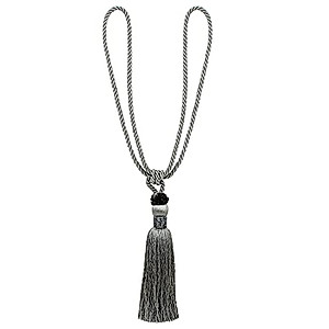 MALANOV 2 Pack Curtain Beaded Tassels Tiebacks Tie-Backs, Curtain Handmade Holdbacks, Polyester Beaded Curtain Tieback - Grey