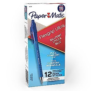 Paper Mate FlexGrip Ultra Recycled Retractable Ballpoint Pen, 1 mm Medium, Blue, 12/pk (9510131)