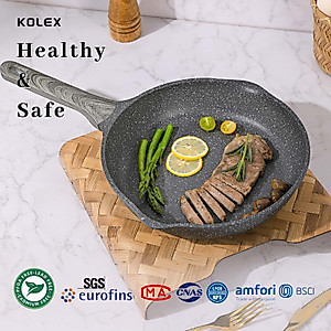KOLEX Nonstick Frying Pan Skillet, 11-Inch Non Stick Granite Egg Pan Omelet Pans, Healthy Stone Cookware Chef's Pan, Dishwasher Safe, PFOA Free, Induction Compatible (Classic Granite, 11-Inch)