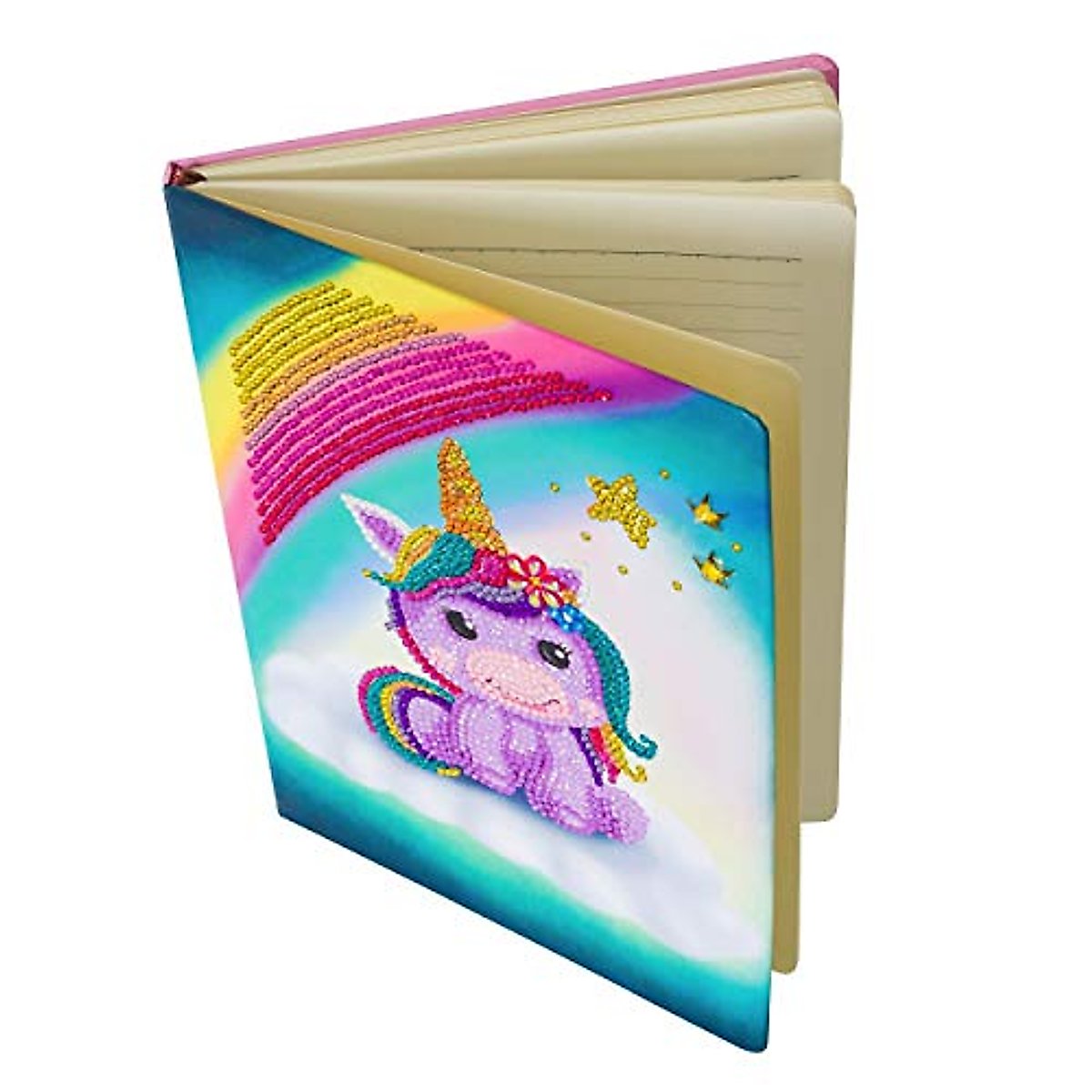 Crystal Art Diamond Painting Notebook - Unicorn Smile Notebook Kit - Create a Sparkling Notebook Cover Using Crystals - for Ages 8 and up