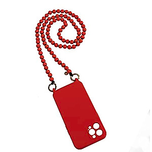 Luna Lucia iPhone 13 Crossbody Beaded Long Around The Neck Cell Phone Holder, Lanyard, Tether, Chain, Strap or Leash! for Hands Free use! Comes with iPhone 13 Case (Orange)