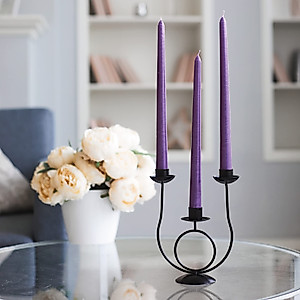 Sonedly 10 inch Taper Candle 4 Pack - Home Interior Long Burning Dripless and Smokeless Candles Unscented - Tapered Candles for Home - 8-Hour Burning Purple Candles