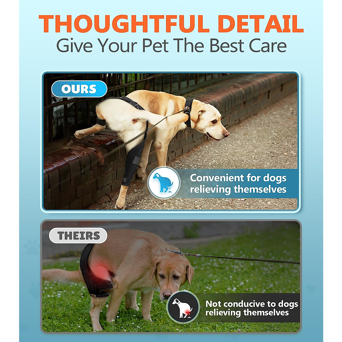 CAMRIER 2X Support Dog Knee Brace with Metal Strips for Joint Pain Relief, Dog Leg Braces for Torn Acl Hind Leg, Rear Leg Brace with Adjustable Traction Belt for Cruciate Ligament Injury, Arthritis