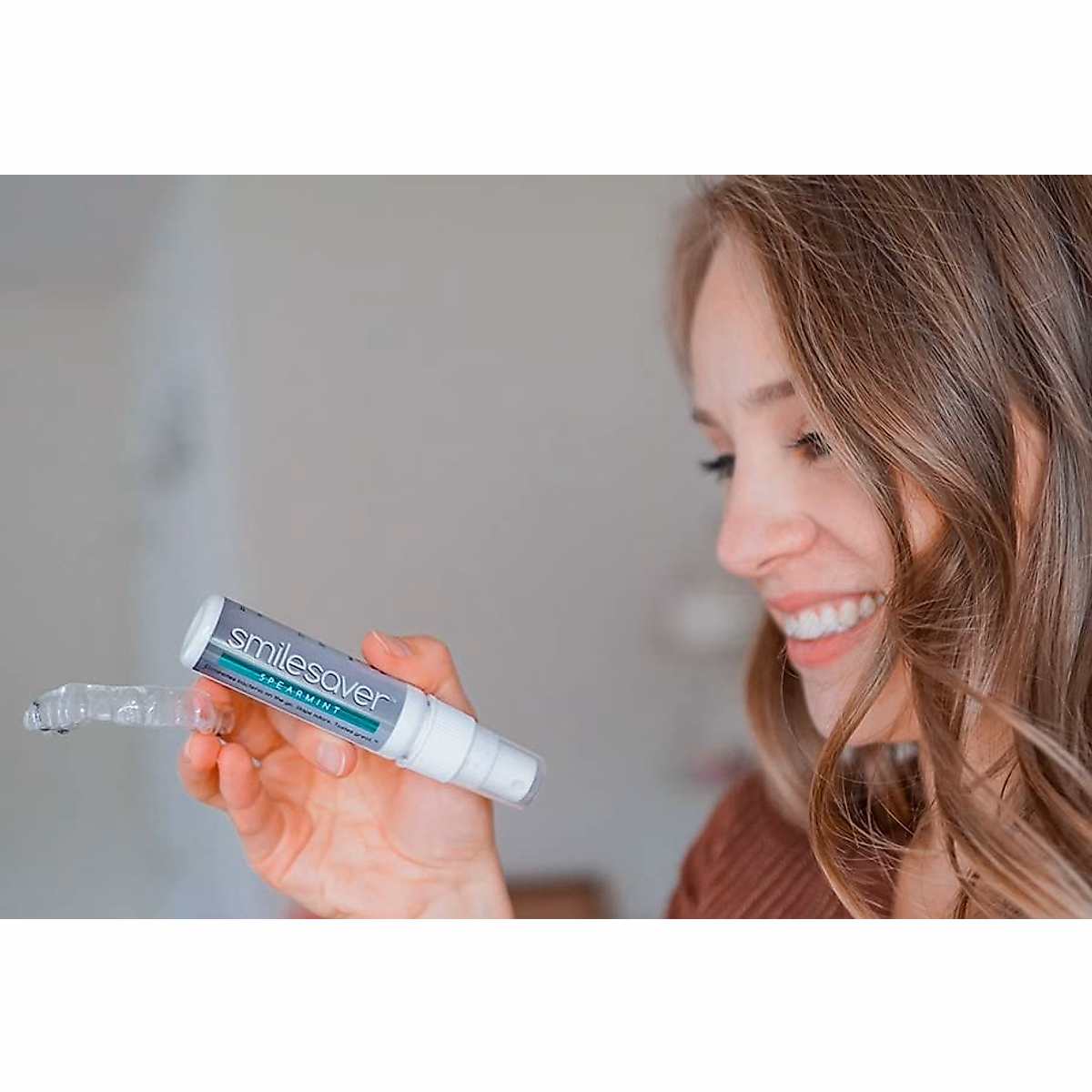 Smilesaver Retainer Cleaner - Freshening Spray Cleanser for Aligners, Mouth Guards, and Night Guards - Easy Cleaning, no Rinsing nor Scrubbing, Great Taste - 1 Ounce / 30 mL, Lasts up to 30 Days