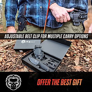 1095 High Carbon Survival Steel Knife Gift Set and EDC D2 Damascus Steel Neck Knife Bundle