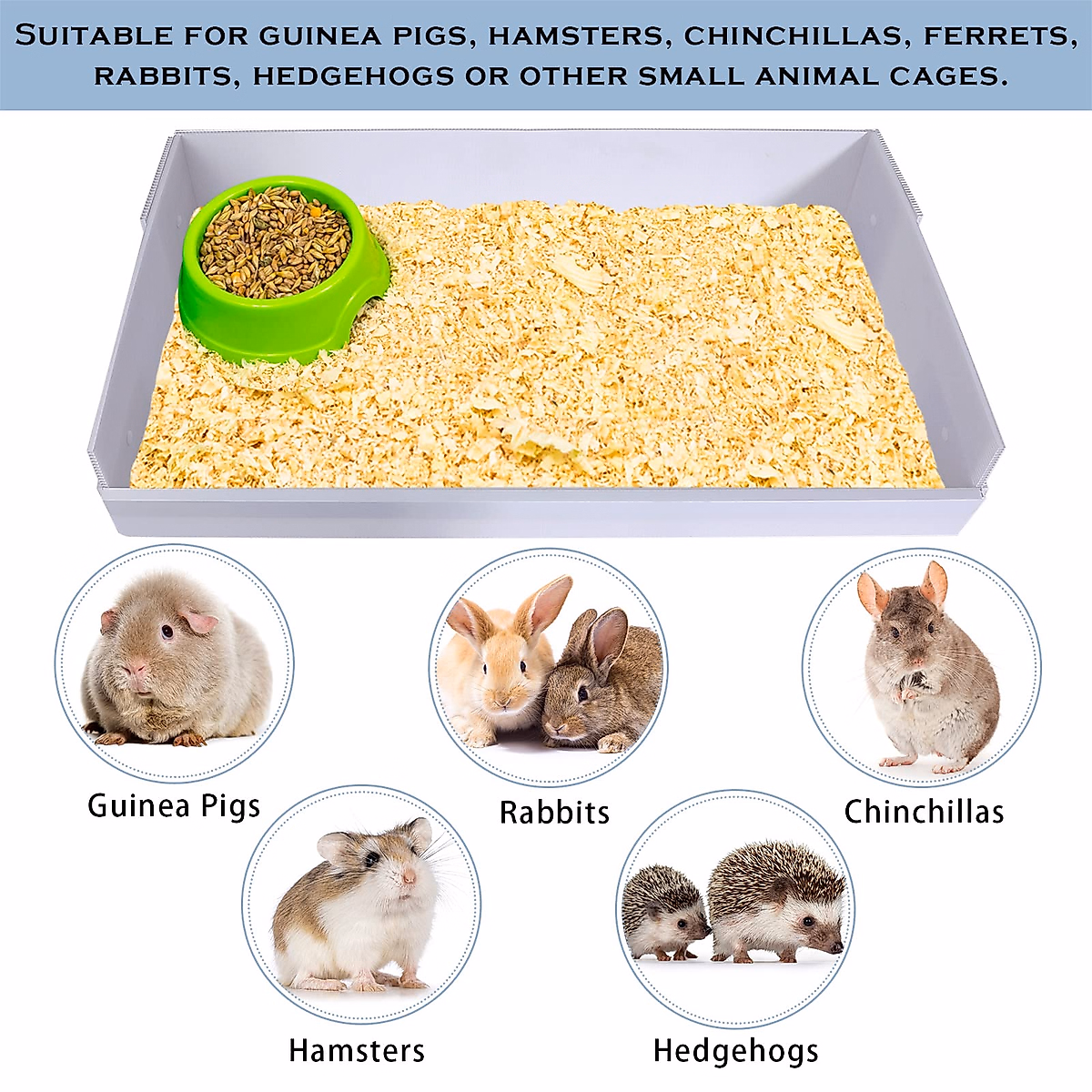 Geelin 2 Pack 26" x 13.5" Corrugated Plastic Cage Liners Base 1 x 2 Panel Size Guinea Pig Cage Liner for Guinea Pigs Hedgehogs Rabbits Applied with C&C Cages, White