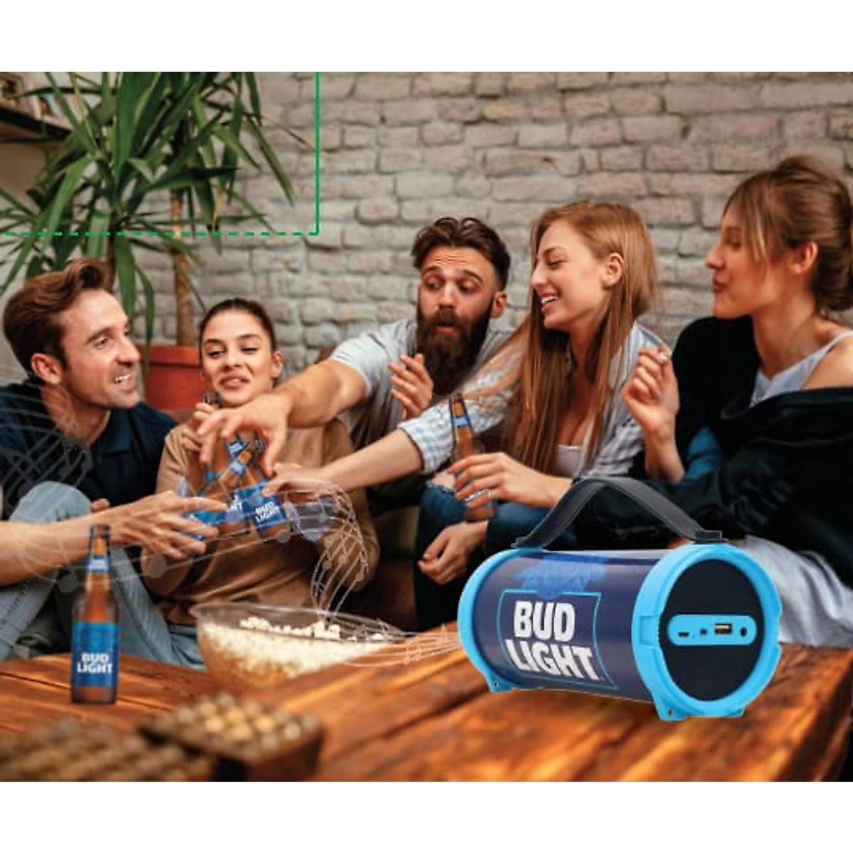 Bud Light Bluetooth Speaker Bazooka Speaker Portable Wireless Speaker with Rechargeable Battery Ideal for Indoor and Outdoor Activities Loud and Bass Audio Sound Easy to Carry Anywhere with FM- Radio
