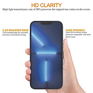 Xréel 3 Pack Tempered Glass Screen Protector and Camera Lens Protector for [iPhone 13 Pro Max], [Military Grade] 9H Hardness, Scratch Resistance, Bubble Free and Easy to Install (Installation Aid Tool Included)