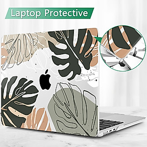 May Chen Compatible with MacBook Air 15 Inch Case Model A2941 M2 A3114 M3 Chip 2023 2024 Release, Protective Cover Laptop Hard Case with Keyboard cover, Abstract Leaves