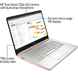 2020 HP 14 inch HD Laptop, Intel Celeron N4020 up to 2.8 GHz, 4GB DDR4, 64GB eMMC Storage, WiFi 5, Webcam, HDMI, Windows 10 S /Legendary Accessories (Google Classroom or Zoom Compatible) (Rose Gold)