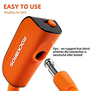 ROCKBROS Bike Lock Cable 4 Feet Bicycle Cable Lock with Mounting Bracket 2 Secure Keys 1/2 Inch Diameter