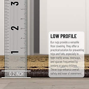 Ottomanson Ottohome Non-Slip Rubberback Bordered Design 2x7 Indoor Runner Rug, 1'10" x 7', Brown