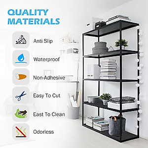 MooiFun Drawer Liners, Non-Adhesive Shelf Liner, Waterproof Anti-Slip BPA Free Kitchen Cupboard Cabinet Liner Refridge Fridge Mats Sink Protector Strong Durable for Home Office(Black/17.3" x 196.8")