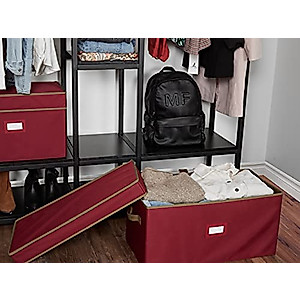 Covermates Keepsakes - Storage Box - Heavy Duty Polyester - Reinforced Handles - ID Window - Indoor Storage - Closet Storage-Red