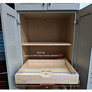 29'' Width Cabinet Roll Out Tray Wood Pull Out Tray Drawer Box Kitchen Cabinet Organizer, Cabinet Slide Out Shelves, Include Side Mount Drawer Tracks Glides Wood Spacers -DIY (Fit RTA Face Frame B33)
