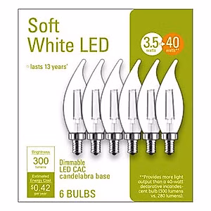 GE Lighting 93116149 LED Deco Light Bulb, Soft White, Candelabra Base, 4-Watts, 6-Pk. - Quantity 1