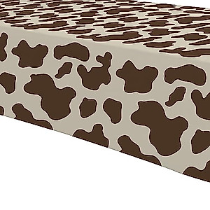 Xigejob Cow Print Party Tablecloth Supplies For Cowboy Birthday Decorations - Disposable Brown Cow Party Table Cover, Western Cowboy Farm Baby Shower Birthday Table Decorations - 2 Pack (54in x 108in)