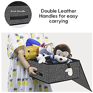 Onlyeasy Foldable Storage Bins Cubes Boxes with Lid - Storage Box Cube Cubby Basket Closet Organizer Pack of Two with Leather Handles for Closet Bedroom, 13"x13", Black, 8MXALB2P