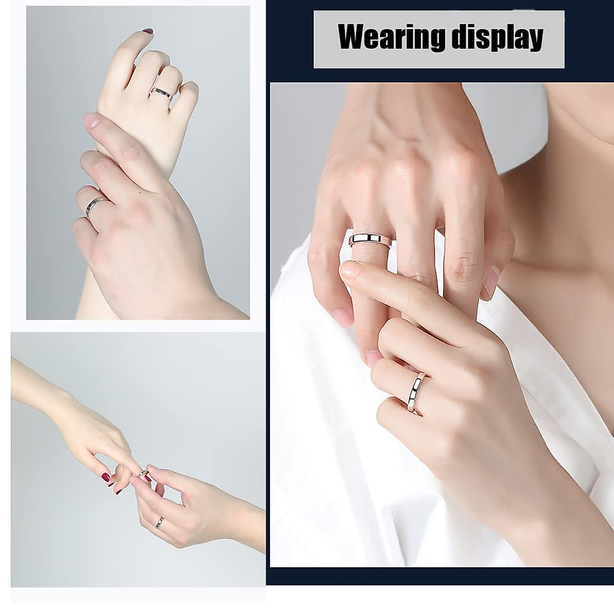 LuckyAmor 3pcs Style Stainless Steel Rings for Women Stacking Stackable Silver Band Thumb Pointer Finger Plain Ring Comfort Fit Size 5 6 7 8 9 10