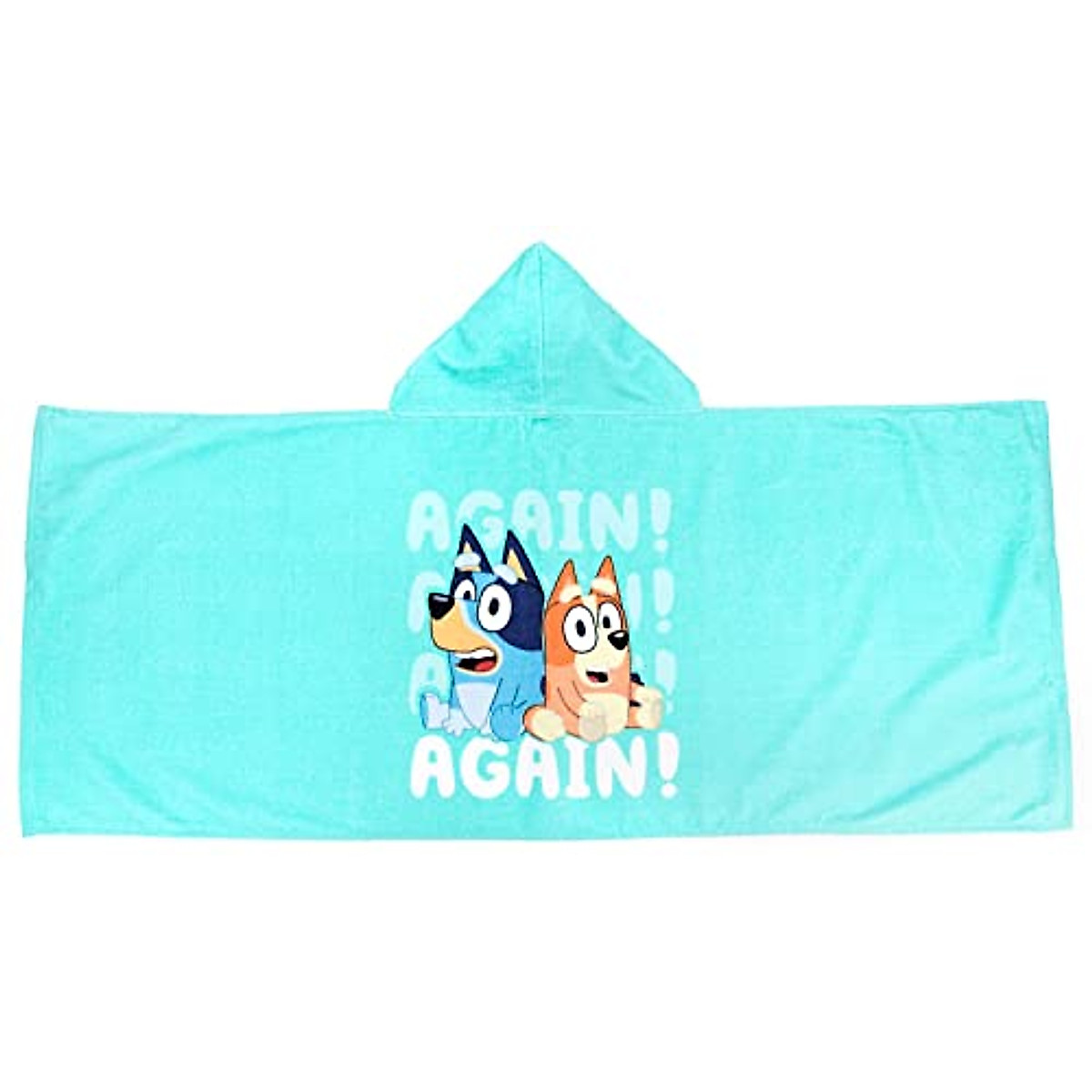 Jay Franco Bluey & Bingo Bath/Pool/Beach Hooded Towel - Super Soft & Absorbent Cotton Towel, Measures 22 x 51 Inches (Official Bluey Product)