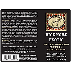 Bickmore Exotic 8oz - Specially Formulated Leather Spray Used to Clean Condition Polish and Protect Exotic Leathers & Reptile Skins