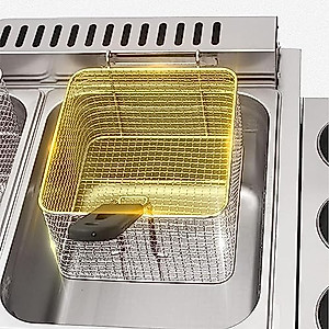 Commercial Gas Fryer, 22L Large Capacity Dual Fryer With Removable Baskets and Temperature Control, Stainless Steel LPG Countertop Gas Fryer, Chip Fryer for Catering Takeaway Restaurant Café