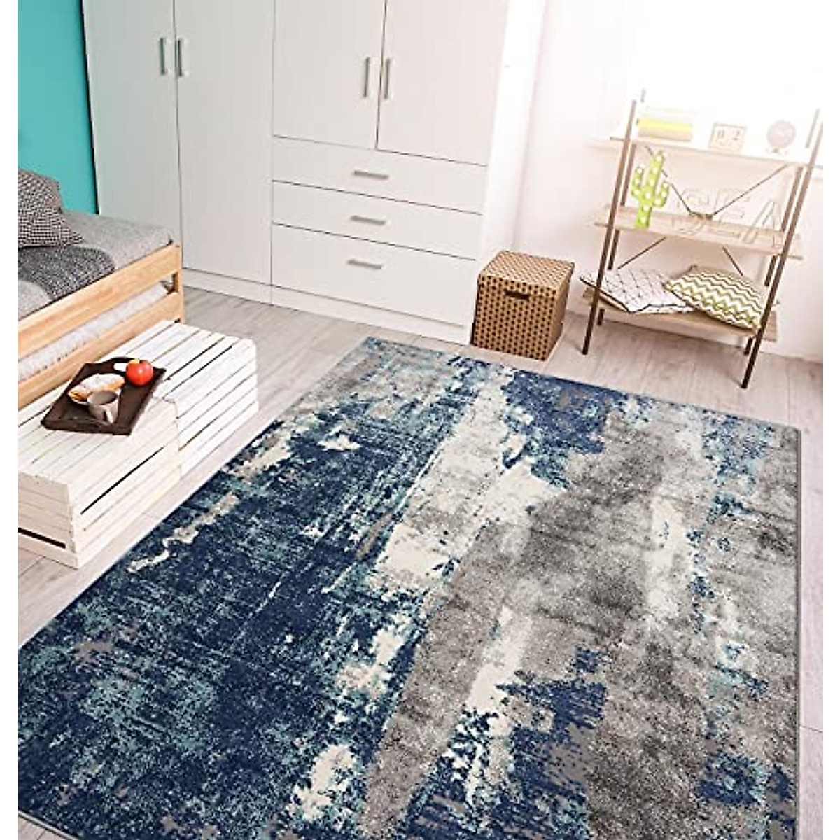 LUXE WEAVERS Euston Blue 5 x 7 Abstract Modern Area Rug