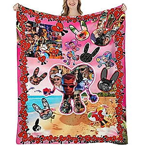 PAPFESPY Bad Blankets Bunny Blanket for Aldult Animes DIY Blanket Throw Blankets, Flannel Fleece Blankets and Throws for Sofa, Queen Size Air Conditioning Blankets 50"x40"