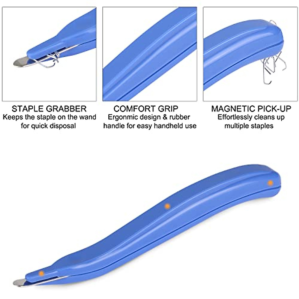 Gowall 3 Pack Magnetic Staple Remover Professional & Labor-Saving Staple Remover Tool Universal Staple Puller Remover Easy Grip Staple Remover Stick for Office School and Home, Multiple Colour