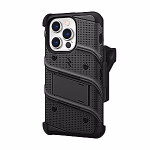 ZIZO Bolt Bundle for iPhone 14 Pro (6.1) Case with Screen Protector Kickstand Holster Lanyard - Black