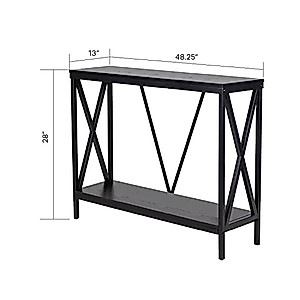 Aquatic Fundamentals 40/55 Gallon Metal/Wood, Aquarium Stand, Console Table, 48.25" L x 13" W, Black