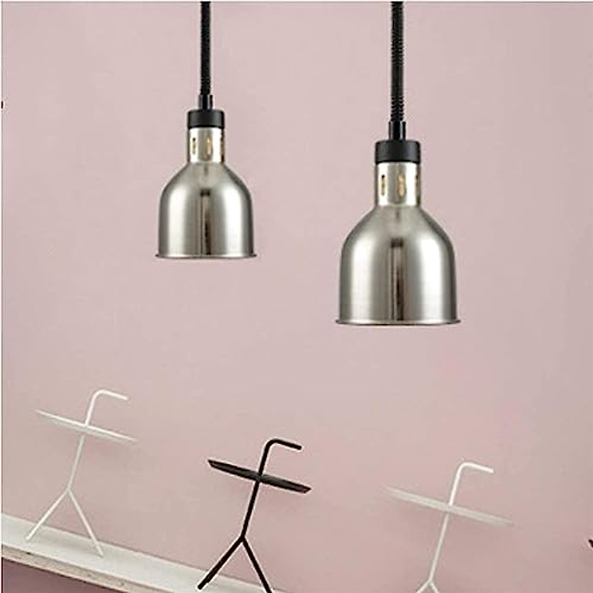 Food Insulation Lamp Commercial Food Warmers, 170mm, Retractable Food Heating Lamp High Power Commercial Hotel Kitchen Equipment Restaurant Supplies (Color : Silver)