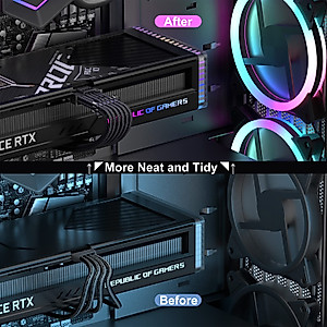 Agtray PCI-e 5.0 Extension Cable, RTX 4090 4080 16Pin(12+4) Male to 4x8Pin Female 12VHPWR Cable PCIE GPU Power Sleeved Extender Cord Compatible with GeForce RTX 4090/4080/3090Ti (14inch, Black)