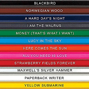 The Colours Colored Pencil Set & Coloring Pages for Fans of the Beatles | Gift Set of 12 Beatles-Inspired Parody Pencils with Clever Foil-Stamped Names Plus 10 Fun Beatles Coloring Pages